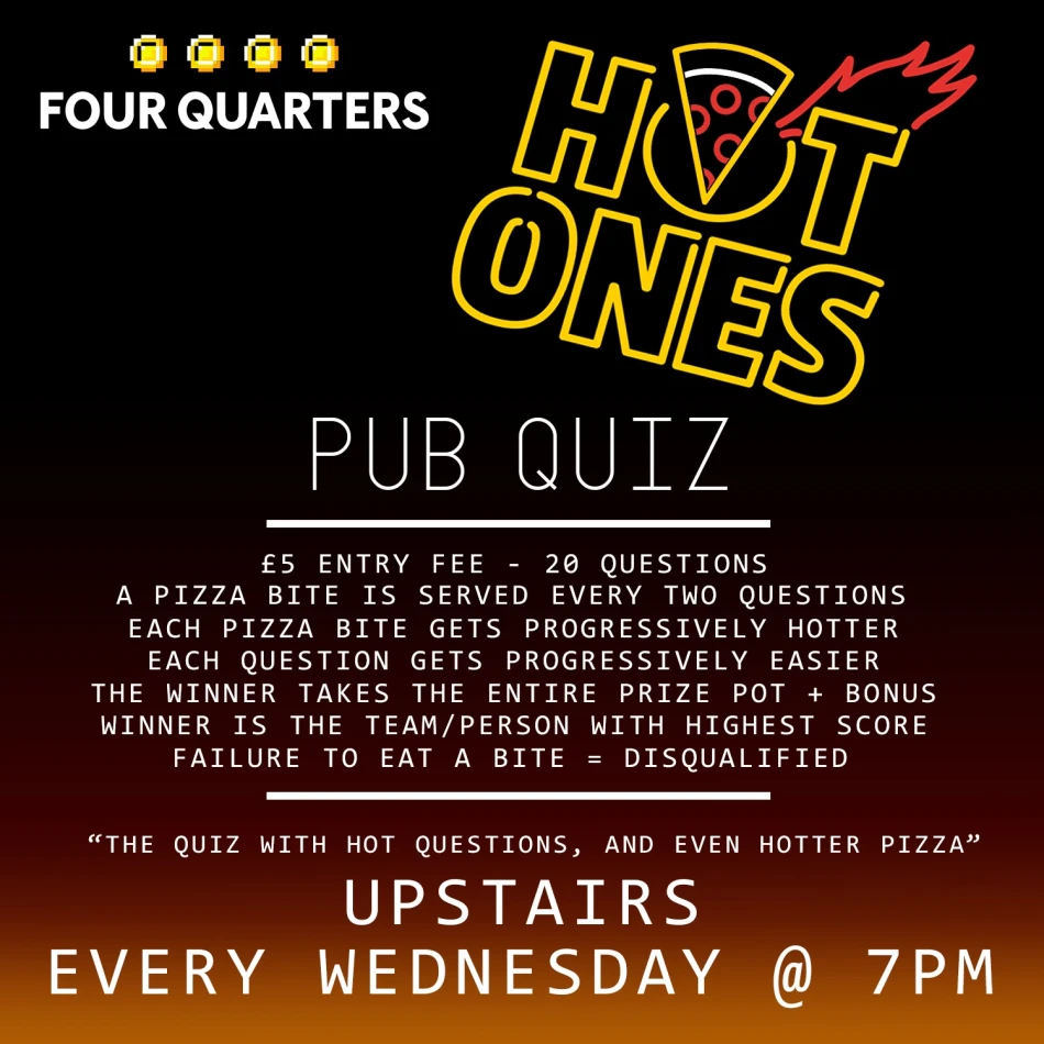 Hot Ones Pub Quiz: Four Quarters | Get into Newcastle